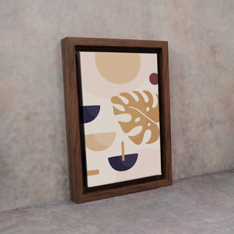 Boho Art - Mid Century Boho Style Floating Canvas Wall Art With Blue ...