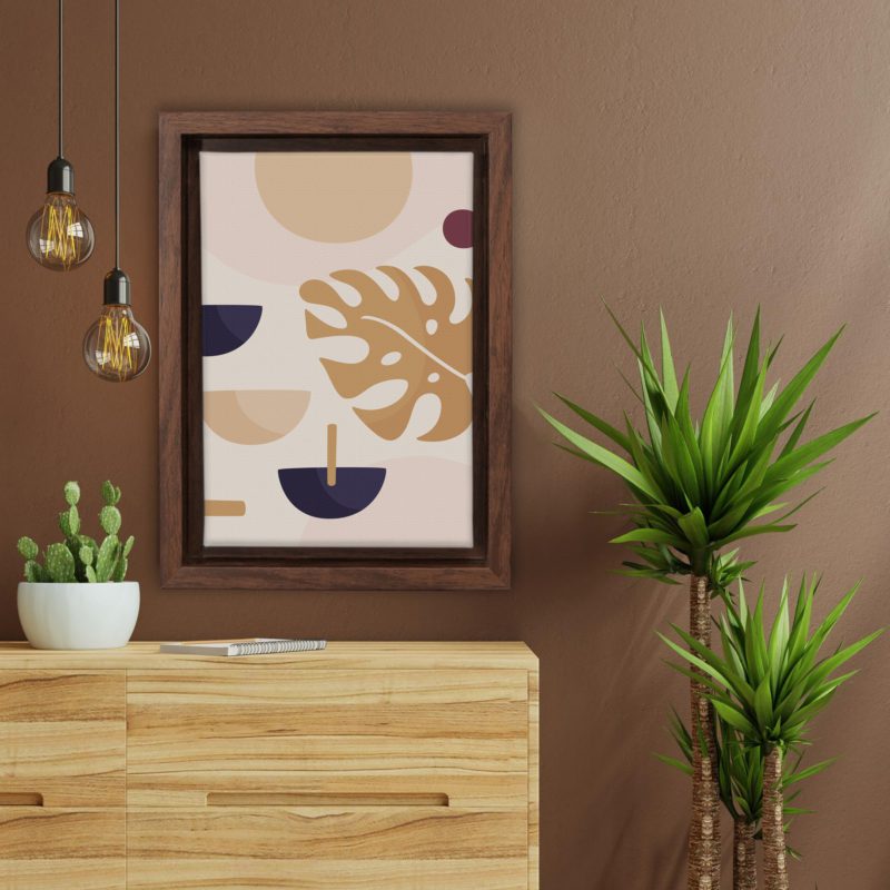 Boho Art - Mid Century Boho Style Floating Canvas Wall Art With Blue ...