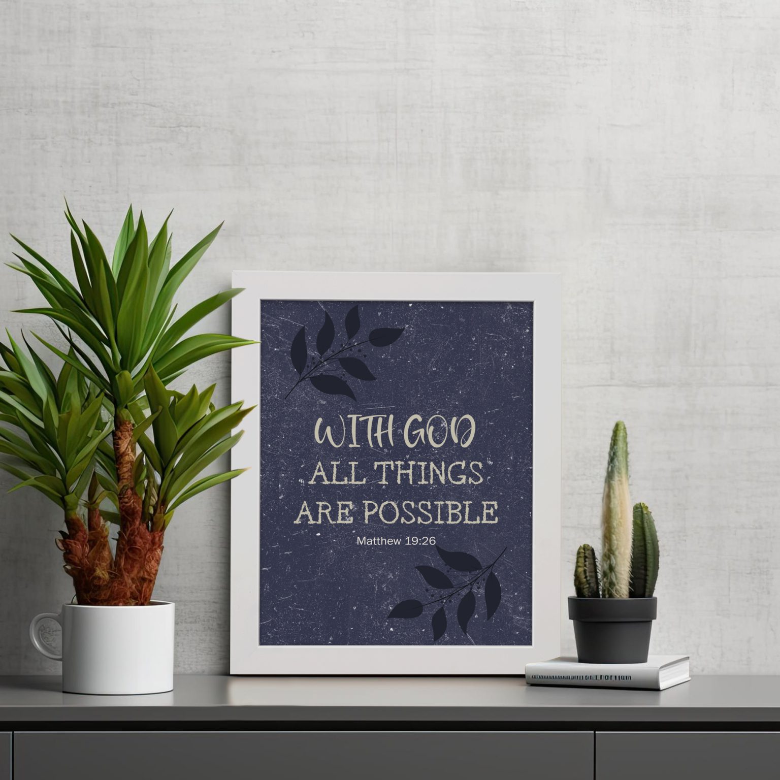 Infidu With God All Things Are Possible Matthew 19 26 Bible Verse Wall Art with White Written ...