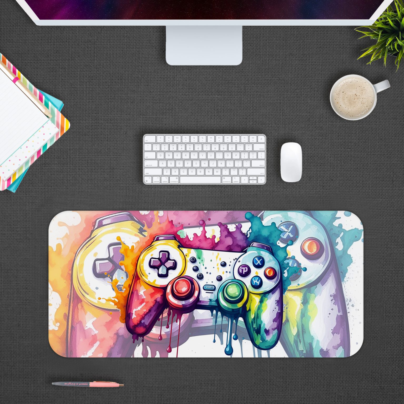 Infidu Artistic Animated Desk Pad - Multi Colors Gaming Joystick Design ...